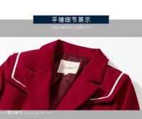 China Structured Red Blazer School Uniform Set with Contrast Piping and Chest Badge Placement for sale