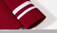 China Structured Red Blazer School Uniform Set with Contrast Piping and Chest Badge Placement for sale