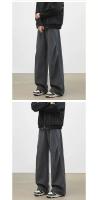 China Men’s Crinkled Finish Wide-Leg Pants with Curved Seam and Elasticated Waistband for Casual Wear for sale