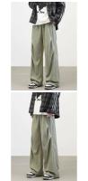 China Men’s Crinkled Finish Wide-Leg Pants with Curved Seam and Elasticated Waistband for Casual Wear for sale