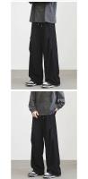 China Men’s Crinkled Finish Wide-Leg Pants with Curved Seam and Elasticated Waistband for Casual Wear for sale