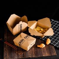 China Disposable Kraft Paper Lunch Box LOGO Takeaway Package Salad Snack Fried Chicken Box French Fries Box for sale