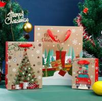 China Offset Printing Cardboard Gift Bags 120-300gsm Christmas Pattern With Handles for sale