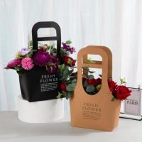 China ODM Basket Shape Cardboard Gift Bags 31x10x41CM Kraft Paper Flower Bags for sale