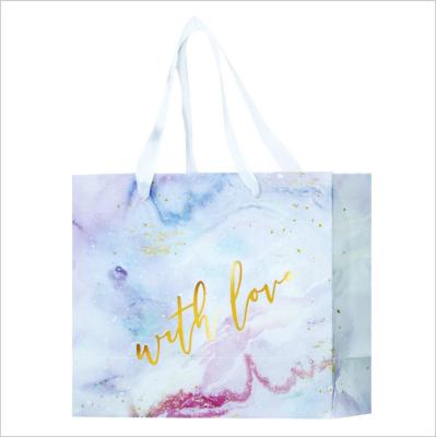 China Customized Printed Marble Pattern Paper Gift Bag With Your Own Logo For Clothes for sale
