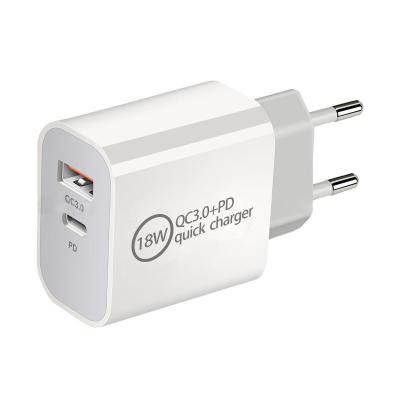 China QC3.0 Dual Port Type C Charger 18W 20W Fast USB Charger Adapter for sale
