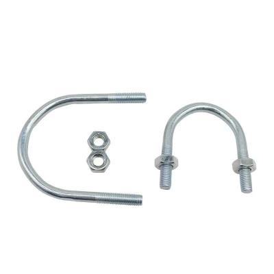 China Made in China Blue and White Galvanized U-bolt High Quality and Low-priced U-shaped Bolt Customizable U-shaped Pipe Clamp for sale