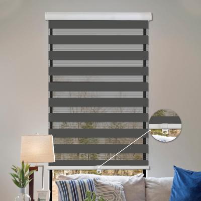 China Cordless Double Layer Window Zebra Roller Blind Zebra Blinds for sale