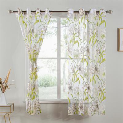 China Curtains Rustic Flowers Green Fresh Sheer Curtain Fabric Kitchen Quality Window Curtain Sheer for sale
