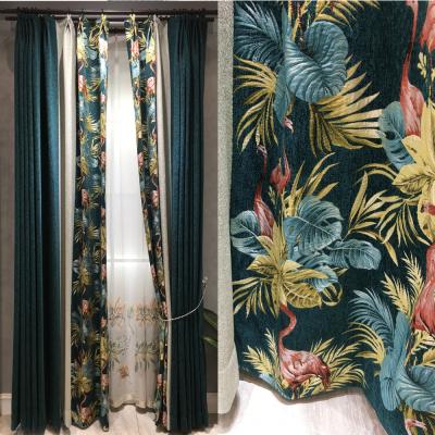 China American style floral cheap blackout luxury jacquard rod curtains for living room for sale