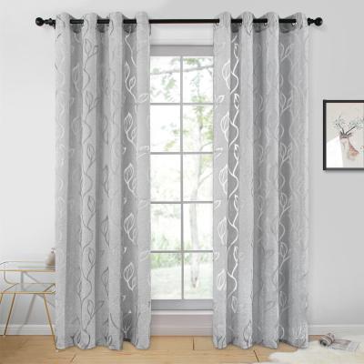 China Moroccan Wind  Leaves Bubble Flowers Jacquard Sheer Curtain Fabric Tulle Readymade for sale