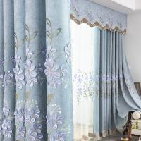 China Luxury Embroidery American Flower Embroidery Curtain Fabric Blackout Curtain for sale
