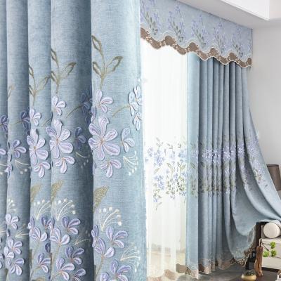 China Luxury Embroidery American Flower Embroidery Curtain Fabric Blackout Curtain for sale
