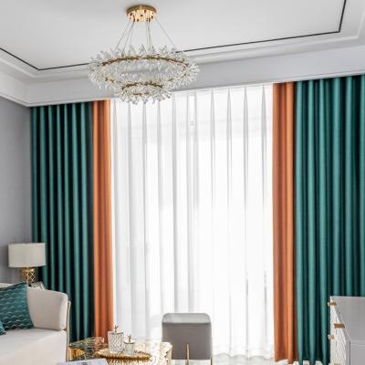 China Amazon Hot-Selling Modern Solid High Class design Two-sided Linen Blackout Curtains Fabric for sale
