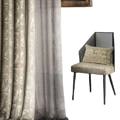China European Vintage Damascus Profile High-precision Jacquard Yarn-dyed Finished Curtain Fabric for sale