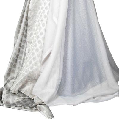 China Wholesale French Style Gold Silk Jacquard Window Fabric Luxury Villa Mansion Semi-Transparent Curtain for sale