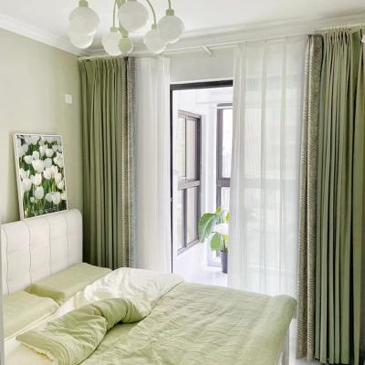 China Wholesale Ready Made Customized Blackout Home Multi-Color Blackout Linen Curtain LeafTape For Living Room for sale