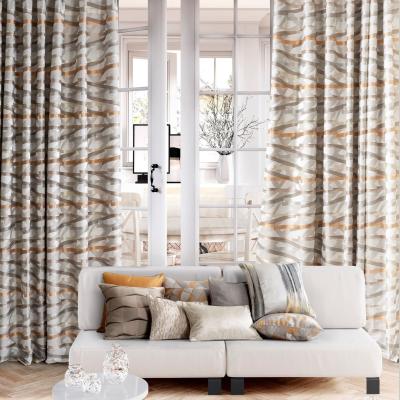 China Wholesale Good Price Hotel Project Modern Irregular Line American Villa Silky Blackout Curtain for sale