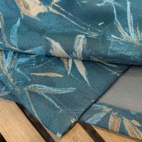 China Bamboo Gold Silk emboss Chinese Luxury Design High GSM Smooth Drape Blackout Curtains for sale