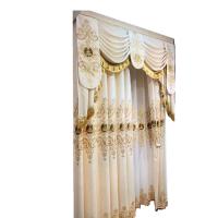 China Wholesale Hot selling European gold embroidery luxury sheer curtain fabric for bedroom living room for sale