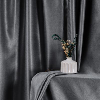 China Hot selling Wholesale Cheap Hot Selling Full Blackout silk Luxury physical Plain curtains  in Munich for sale