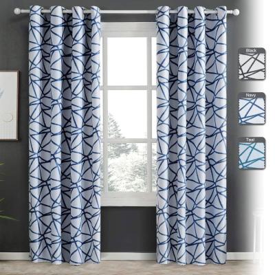 China Hot selling Amazon Best Selling Modern ice crackle stripe print Fancy Design living room bedroom curtains for sale