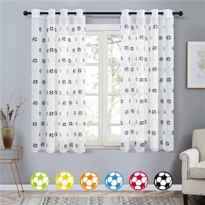 China Hot selling Amazon Best Seller Children Prefer Football Embroidered Window Screen Light Multi-color Curtain for sale