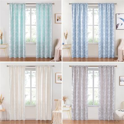 China Hot selling High quality Leaf jacquard floral ready made curtains blackout for home for sale