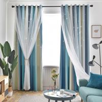 China Hot selling Hollowed-out star gradient double blackout curtain modern for the children's bedroom for sale