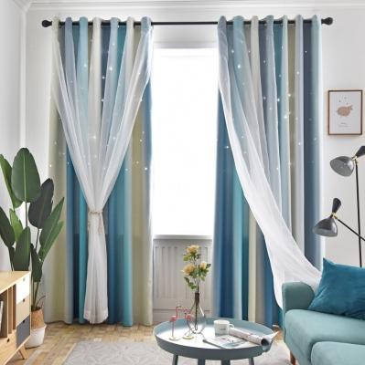 China Hot selling Hollowed-out star gradient double blackout curtain modern for the children's bedroom for sale