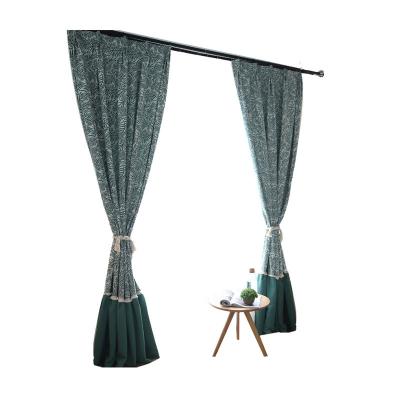 China Wholesale Banana leaf vintage American country jacquard high shading cotton linen curtain for sale
