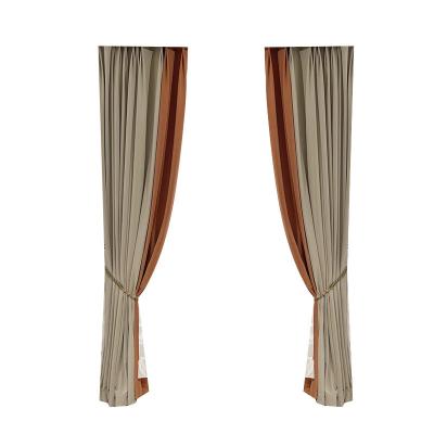 China Wholesale Australian cashmere orange gray solid color stitching modern luxury curtains for sale