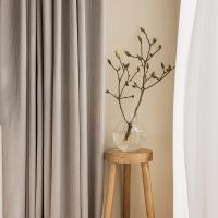 China Wholesale Double sided Chenille curtain with vertical bar texture thickened in cream color for sale