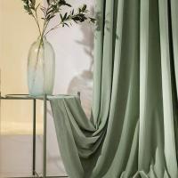 China Wholesale  Matcha green German sable velvet luxury flannel modern simple solid color curtain for sale