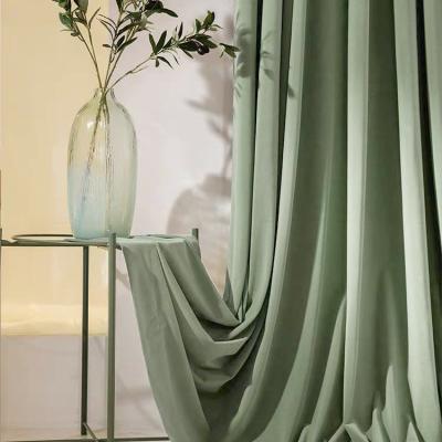 China Wholesale  Matcha green German sable velvet luxury flannel modern simple solid color curtain for sale
