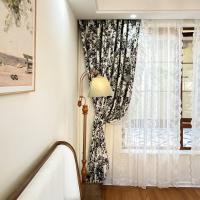 China Wholesale French Romantic Retro black and white Rococo thickened chenille Arbutus curtains for sale
