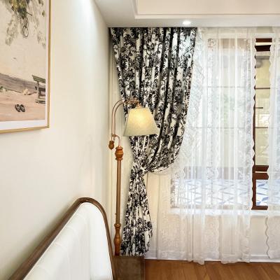 China Wholesale French Romantic Retro black and white Rococo thickened chenille Arbutus curtains for sale