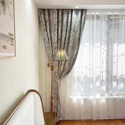 China Wholesale Simple beauty pastoral modern dark pattern yarn-dyed three-dimensional jacquard curtain for sale