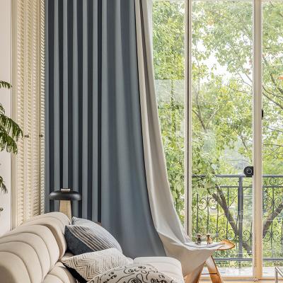 China Wholesale Cotton and hemp stitching jacquard solid color modern simple shading curtain for sale