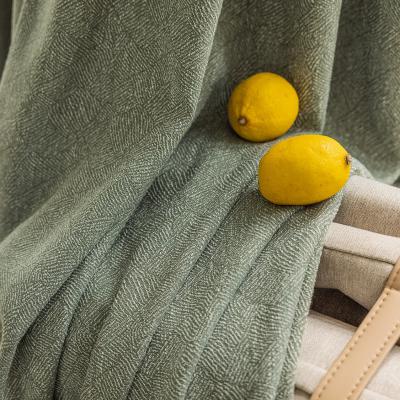 China Wholesale Matcha green geometric pattern simple modern shading thickened cotton and hemp curtains for sale