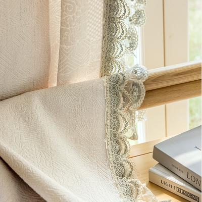 China Wholesale French luxury modern retro Baroque heavy industry jacquard splicing lace curtain for sale