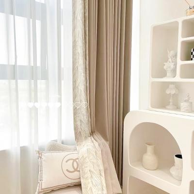 China Wholesale Lily of the valley modern simple American patchwork solid color cotton and linen blackout curtain for sale
