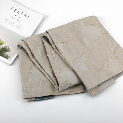 China Good quality Plant Jacquard Embossed Gold Silk Leaf Luxury High Grade Curtain Fabric for sale