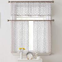 China Kitchen Curtain Embroidery Short Yarn Hollow Lines High Quality Sheer Curtain Fabric for sale
