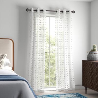 China Stereoscopic Cut Flower White Curtain Window  Vintage Polka Dot Window Quality Sheer Curtain Fabric for sale