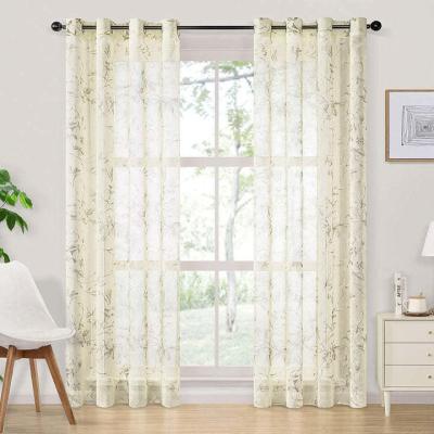China Modern Aesthetic Lily Printing Sheer Curtain Fabric Living Room Bedroom High-Quality Luxury Sheer Curtains for sale