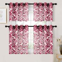 China Wholesale Farmhouse Embroidery Floral 3 Piece Kitchen Cafe Short Curtains Sets Short Windows Flower Short Curtains For Kitchen for sale
