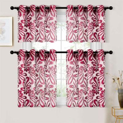 China Wholesale Farmhouse Embroidery Floral 3 Piece Kitchen Cafe Short Curtains Sets Short Windows Flower Short Curtains For Kitchen for sale