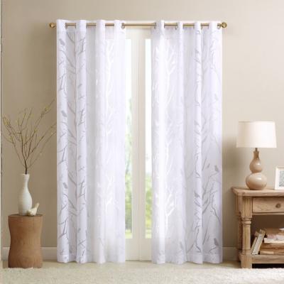 China Twig Bird Plain Sheer Curtain Window Screen Bedroom Living Room High Quality Pure Curtain Fabric for sale
