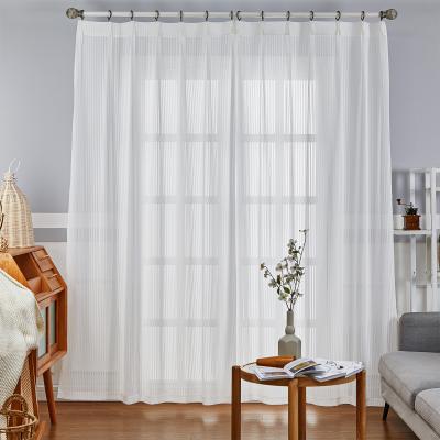 China Vertical Blinds Striped Dream Curtains Chiffon High Quality Sheer White Curtains Living Room Balcony Sheer Curtain Fabric for sale
